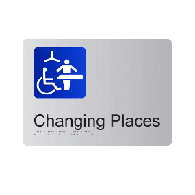Changing Places Acrylic Silver Braille Sign | Britex Australia